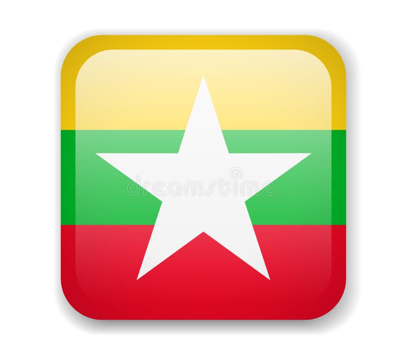 Myanmar Flag Bright Square Icon on a White Background Stock Vector ...