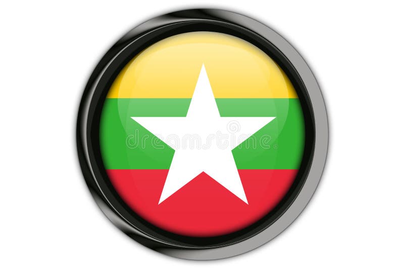 Myanmar Flag in the Button Pin Isolated on White Background Stock ...
