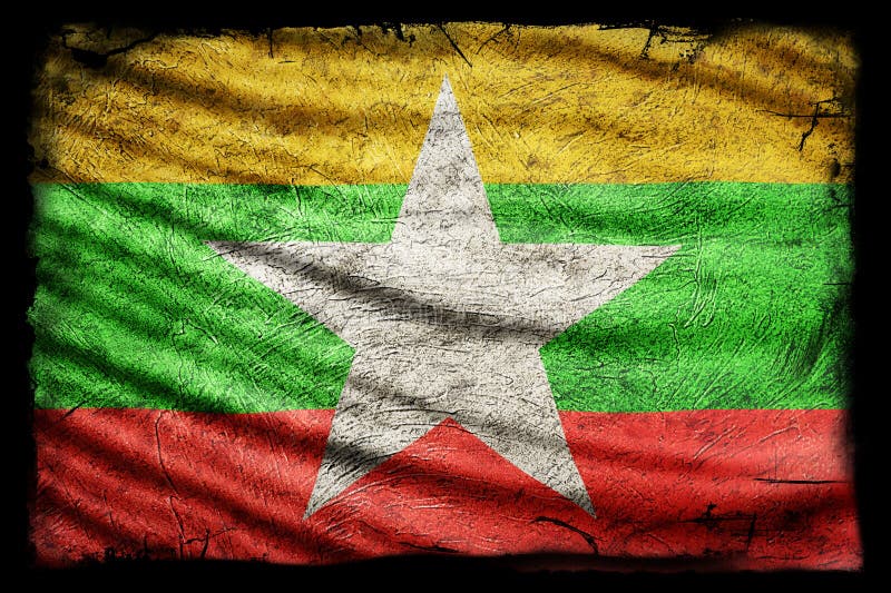 Myanmar Flag, Grunge Texture Stock Illustration - Illustration of ...