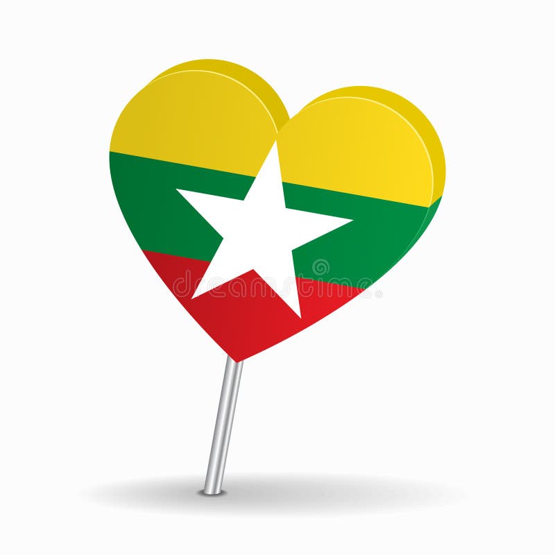 Myanmar Flag Heart-shaped Map Pointer Layout. Vector Illustration ... Myanmar Flag Heart-shaped Map Pointer Layout. Vector Illustration ...