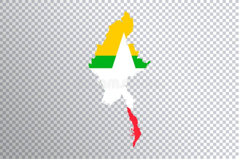 Myanmar Flag on Map, Transparent Background Stock Illustration ...