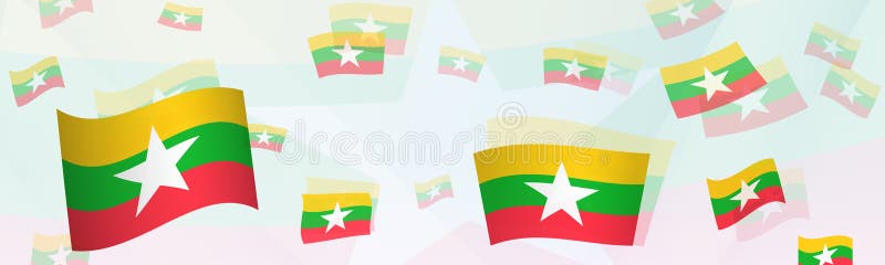 Myanmar Flag-themed Abstract Design on a Banner. Abstract Background ...
