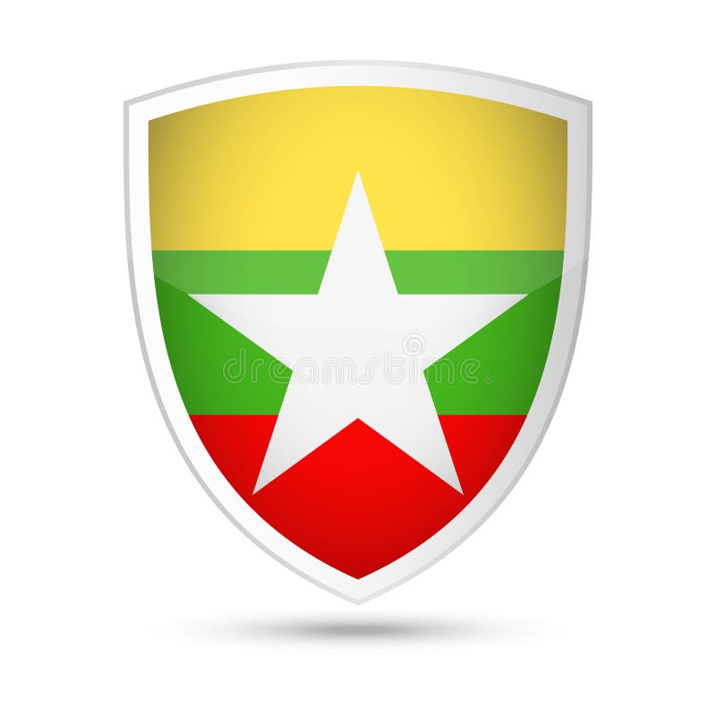 Myanmar Flag Vector Shield Icon Stock Illustration - Illustration of ...