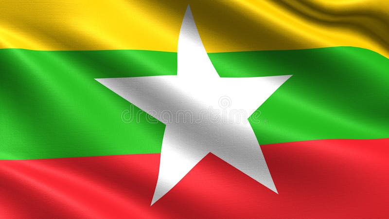 Myanmar Flag, with Waving Fabric Texture Stock Photo - Image of patriot ...