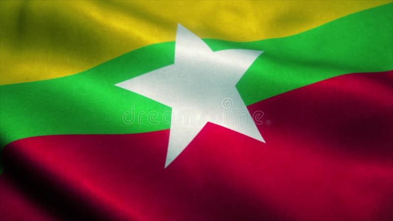 Myanmar Flag Waving in the Wind. National Flag of Myanmar. Sign of ...