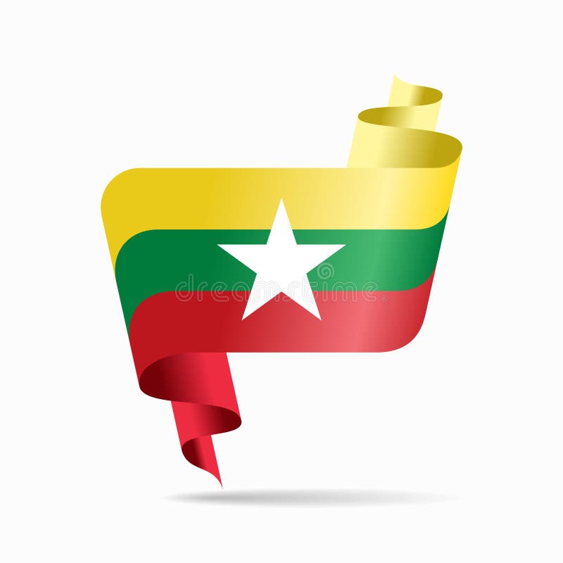 Myanmar Flag Wavy Ribbon Background. Vector Illustration. Stock ...