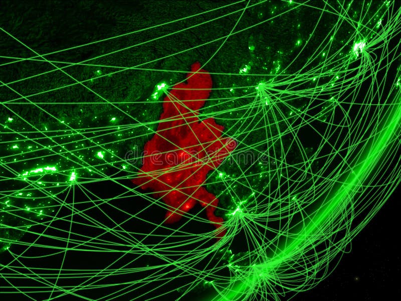 Myanmar on green Earth stock illustration. Illustration of network ...