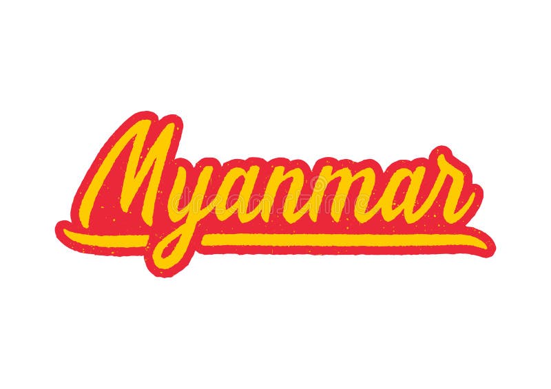 Myanmar Hand Lettering with Red and Yellow Colors Stock Vector ...