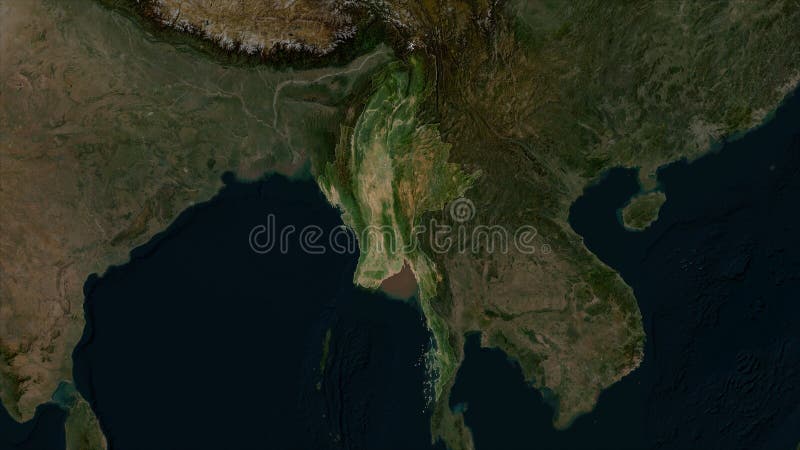 Myanmar Highlighted. Low-res Satellite Stock Illustration ...