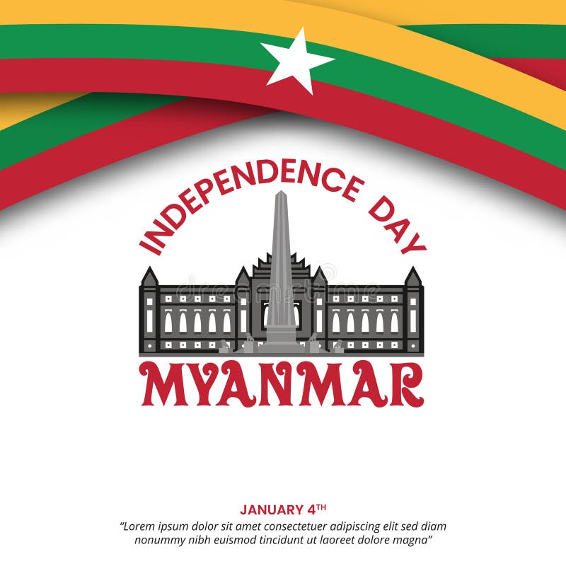 Myanmar Independence Day Background with Buildings Stock Vector ...