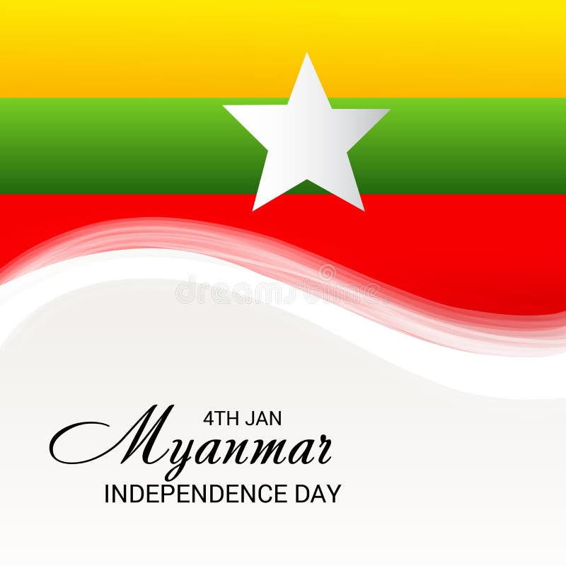 Myanmar Independence Day Greeting Card, Banner with Template Text ...