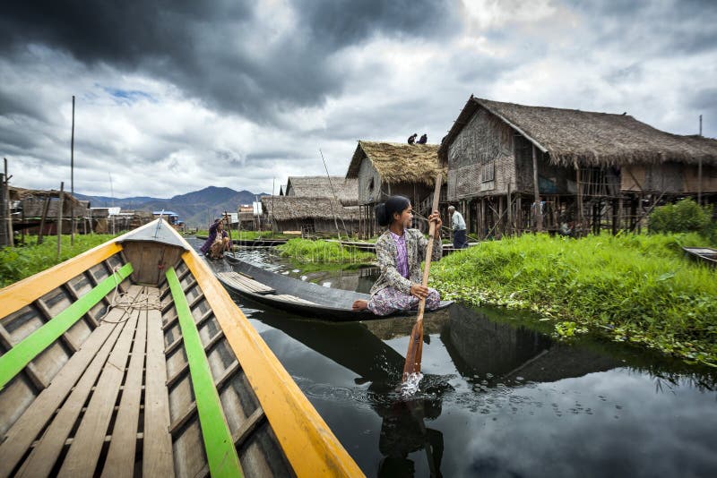 Myanmar -Inle lake editorial image. Image of boat, fisherman - 89646405