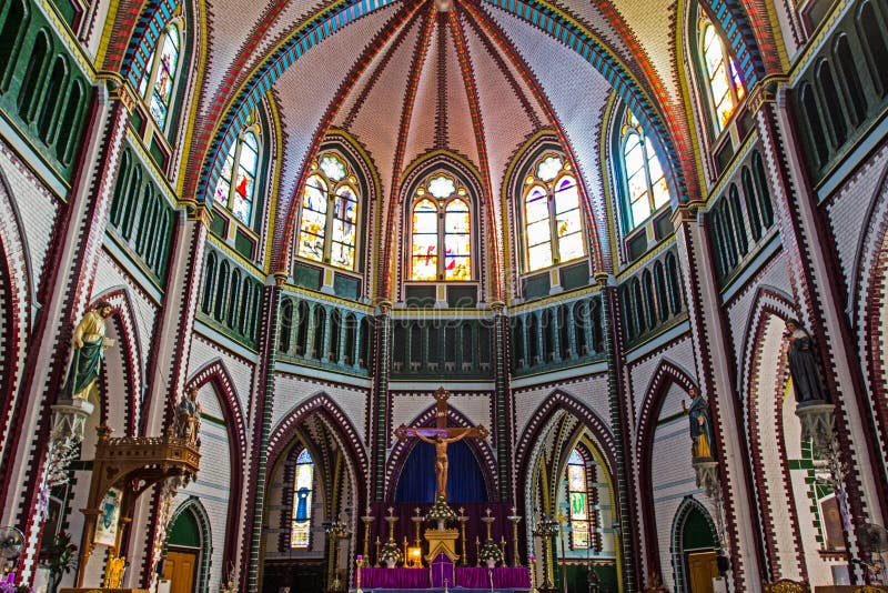 Myanmar, the Interior of the Church Stock Image - Image of famous ...