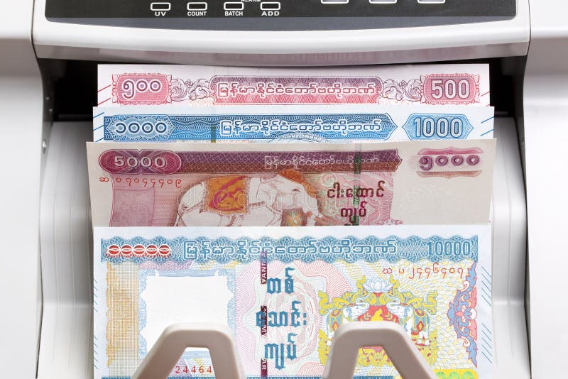 Myanmar Kyat in the Counting Machine Stock Image - Image of cash, count ...