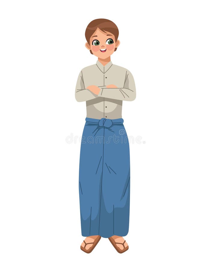 Myanmar man character stock illustration. Illustration of young - 302204515