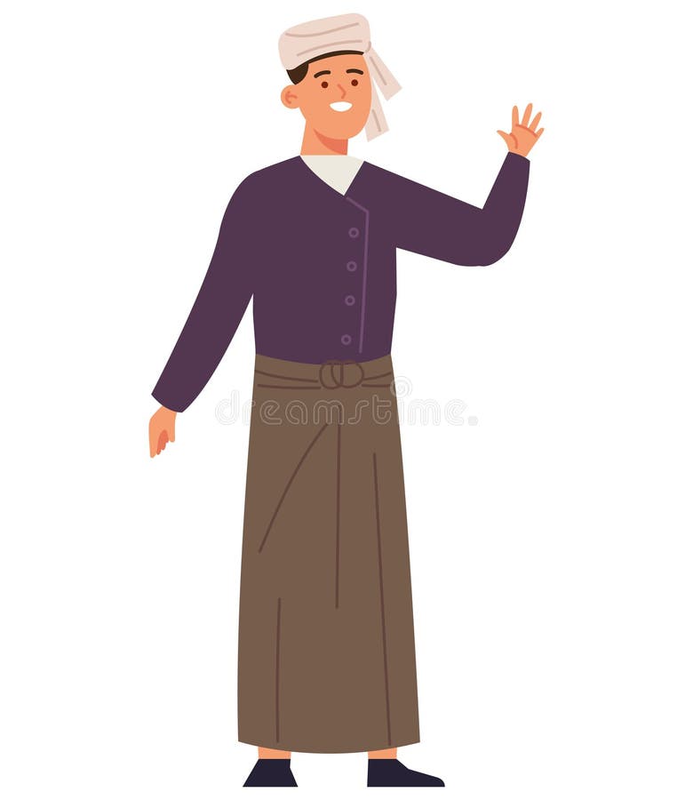 Myanmar man character stock vector. Illustration of traditional - 312149554