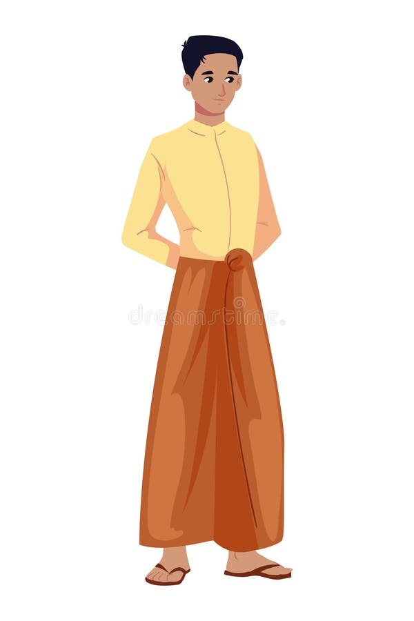 Myanmar man character stock vector. Illustration of traditional - 297358513