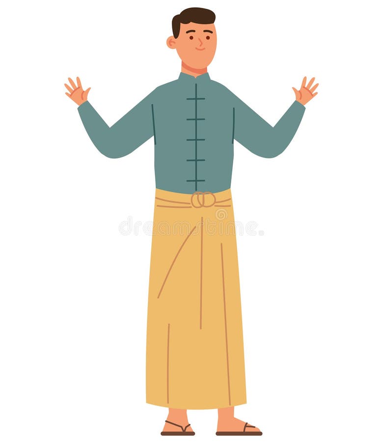 Myanmar man costume stock vector. Illustration of myanmar - 312149616