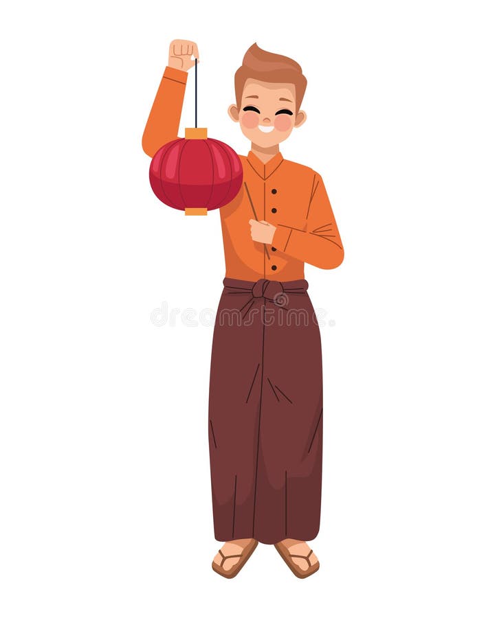 Myanmar man with lamp stock vector. Illustration of character - 302204618