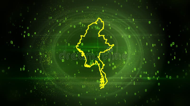 Myanmar Map on Digital Background Stock Illustration - Illustration of ...
