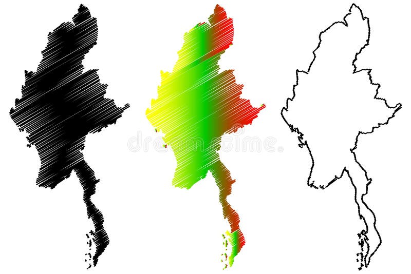 Myanmar map vector stock vector. Illustration of black - 106742021