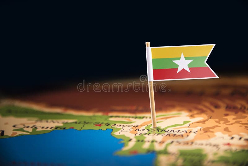 Myanmar Marked with a Flag on the Map Stock Photo - Image of official ... Myanmar Marked with a Flag on the Map Stock Photo - Image of official ...