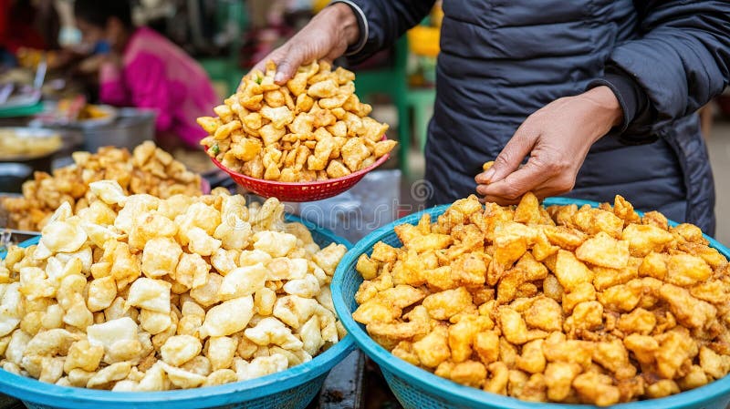 Myanmar Market Vendor Selling Fried Snacks Stock Photo - Image of ...