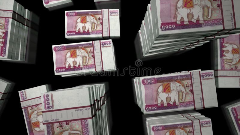 Flight Over the Myanmar Kyat Money Banknote Packs Loop Animation Stock ...