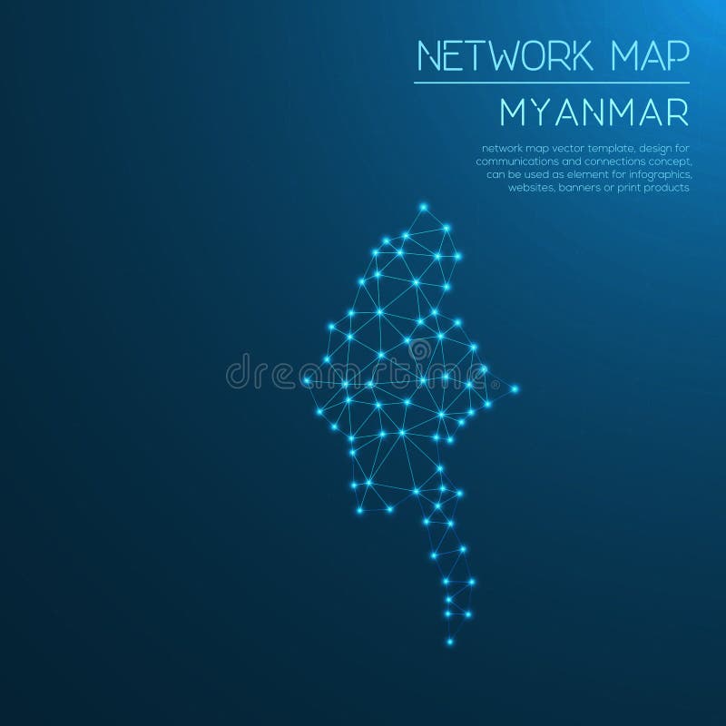 Myanmar network map. stock vector. Illustration of cyberspace - 91321661