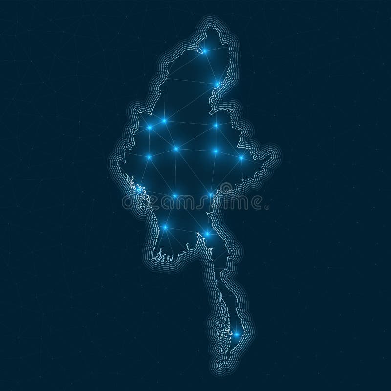 Myanmar network map. stock vector. Illustration of grid - 234690076