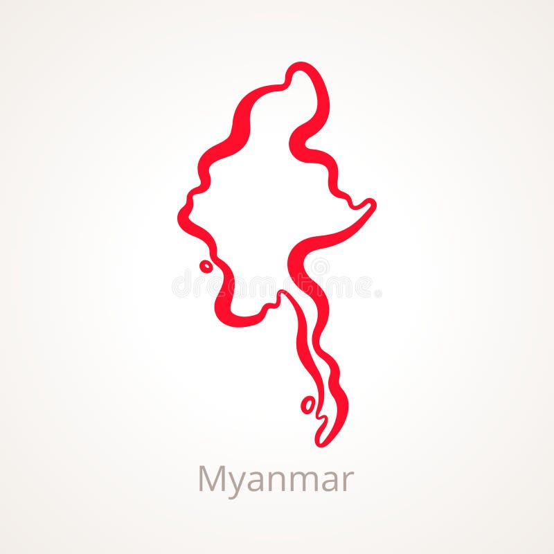 Map of Myanmar - outline stock illustration. Illustration of isolated ...