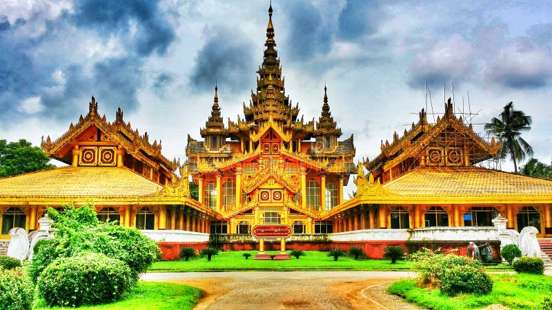 Myanmar palace stock photo. Image of wooden, background - 43674796
