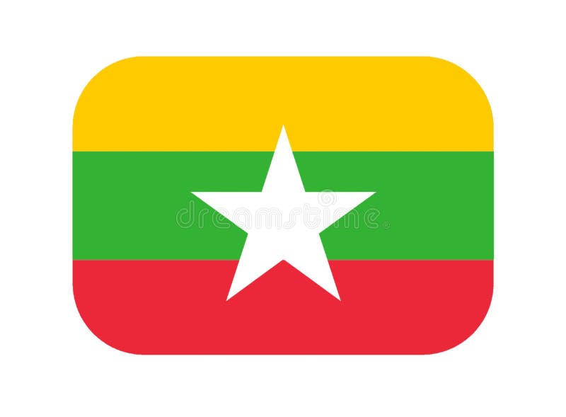 Myanmar Rounded Rectangle Flag Icon with Shadow on White Background ...