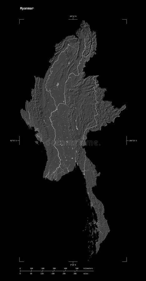 Myanmar Shape on Black. Bilevel Stock Illustration - Illustration of ...
