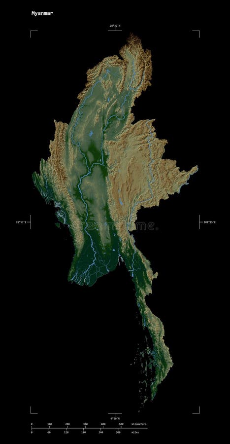 Myanmar Shape on Black. Physical Stock Illustration - Illustration of ...