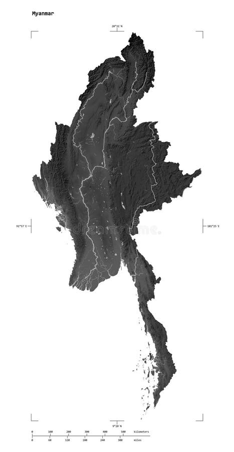 Myanmar Shape on White. Grayscale Stock Illustration - Illustration of ...