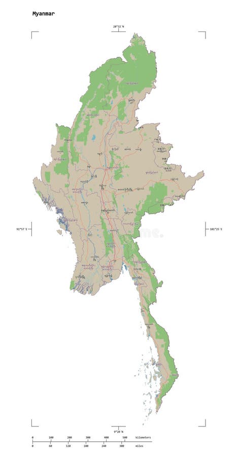 Myanmar Shape on White. Topo Standard Stock Illustration - Illustration ...