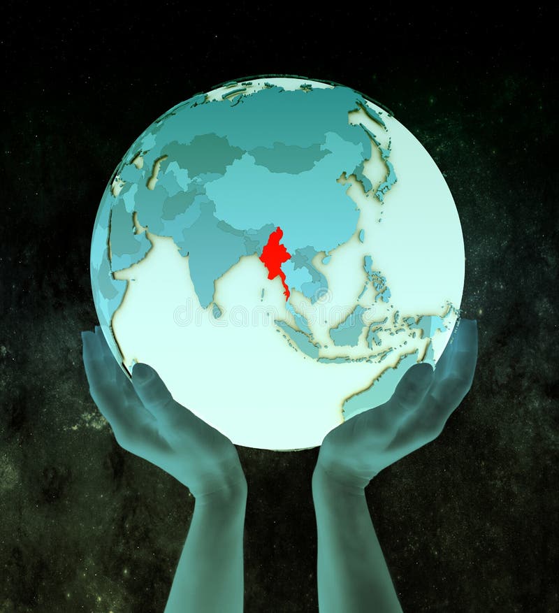 Myanmar on 3D map stock illustration. Illustration of burmese - 86431585