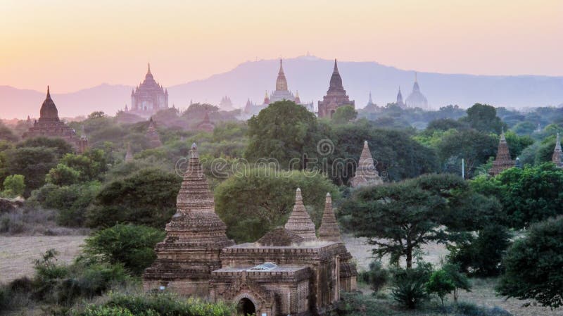Myanmar Temples in the Summer Stock Image - Image of farming, building ...