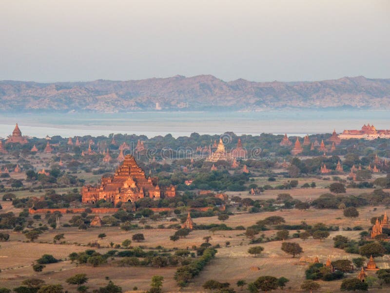 Myanmar Temples at Sunrise in the Summer Editorial Image - Image of ...