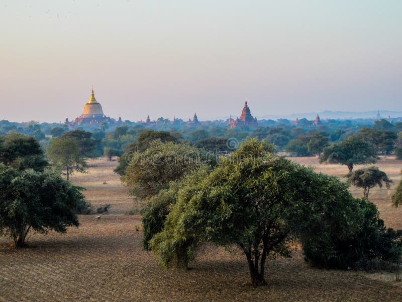 Myanmar Temples at Sunrise in the Summer Editorial Image - Image of ...