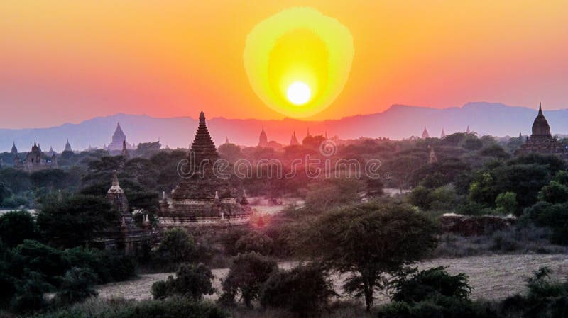 Myanmar Temples at Sunrise in the Summer Editorial Image - Image of ...