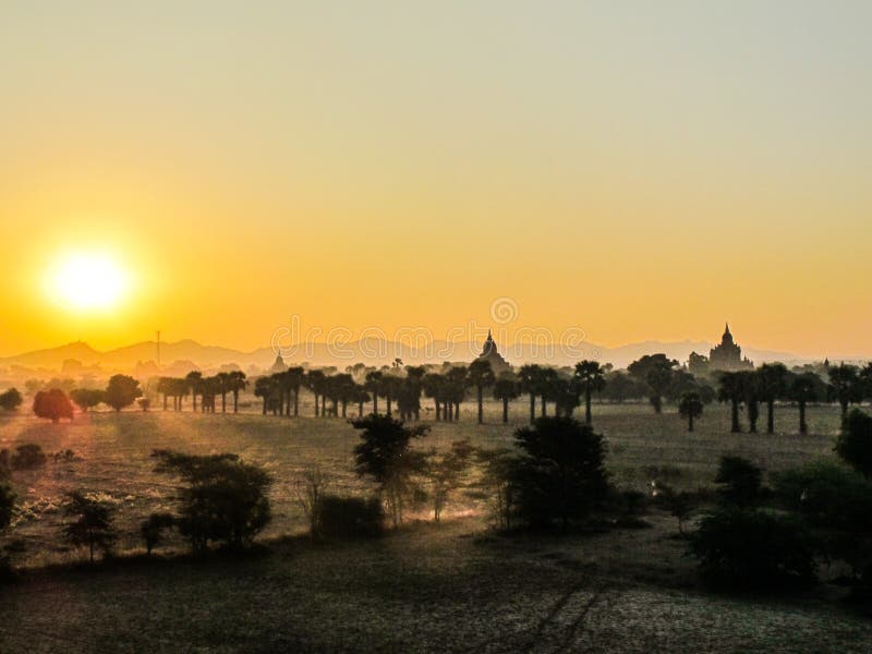 Myanmar Temples at Sunrise in the Summer Editorial Stock Photo - Image ...