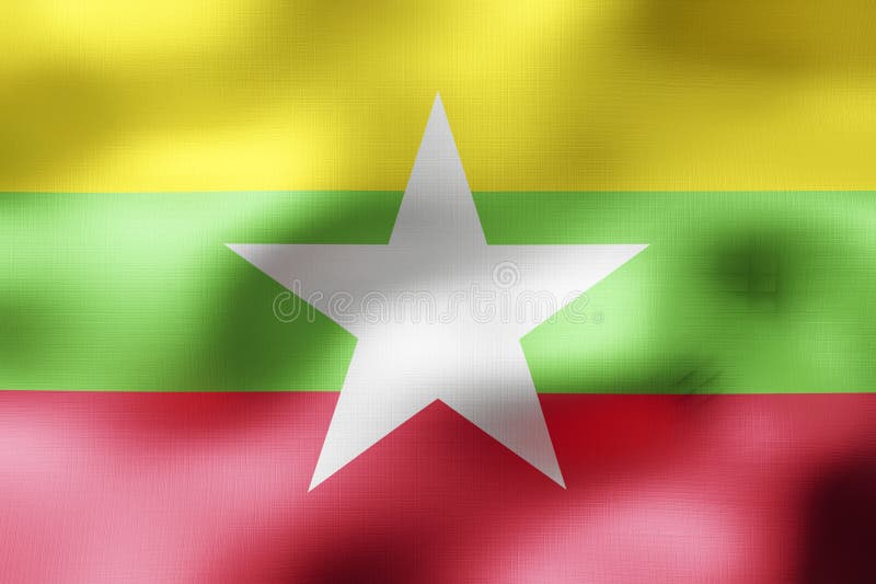 Myanmar - Textile Flag - 3d Illustration Stock Illustration ...