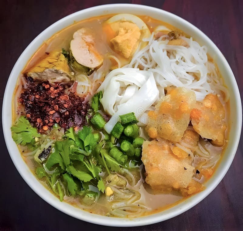 Myanmar Traditional or Classic Rice Noodle Fish Soup Called Mohinga ...
