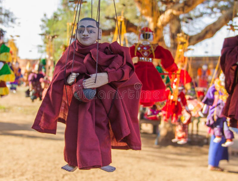 Myanmar Traditional Handicraft Monk Puppet Stock Image - Image of ...