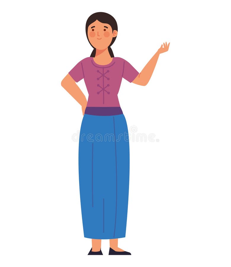 Myanmar woman character stock vector. Illustration of traditional ...