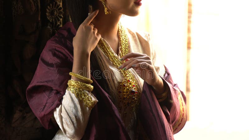 Myanmar Woman in Traditional Myanmar Suit Stock Footage - Video of ...