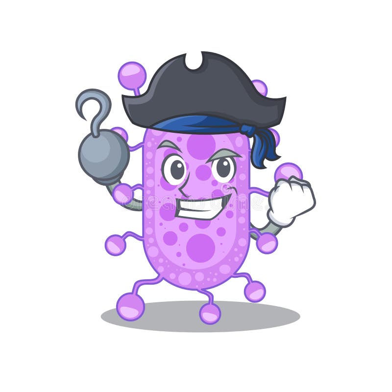Mycobacterium Cartoon Design Style As a Pirate with Hook Hand and a Hat ...