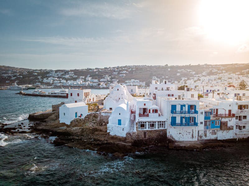 Mykonos Greece, Beautifull View Over Mykonos from the Sky with Drone at ...
